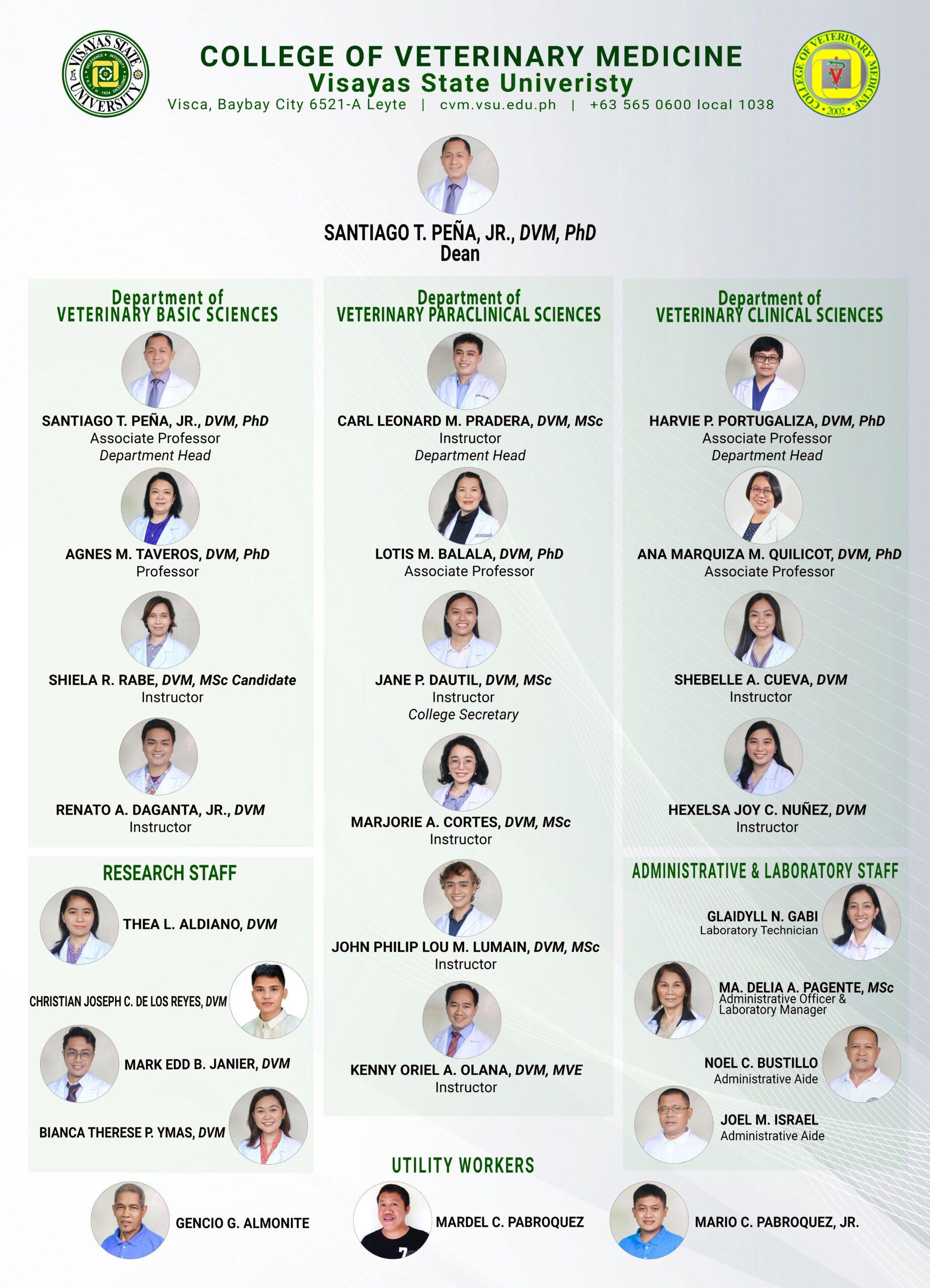 CVM Faculty and Staff | College of Veterinary Medicine | Visayas State ...